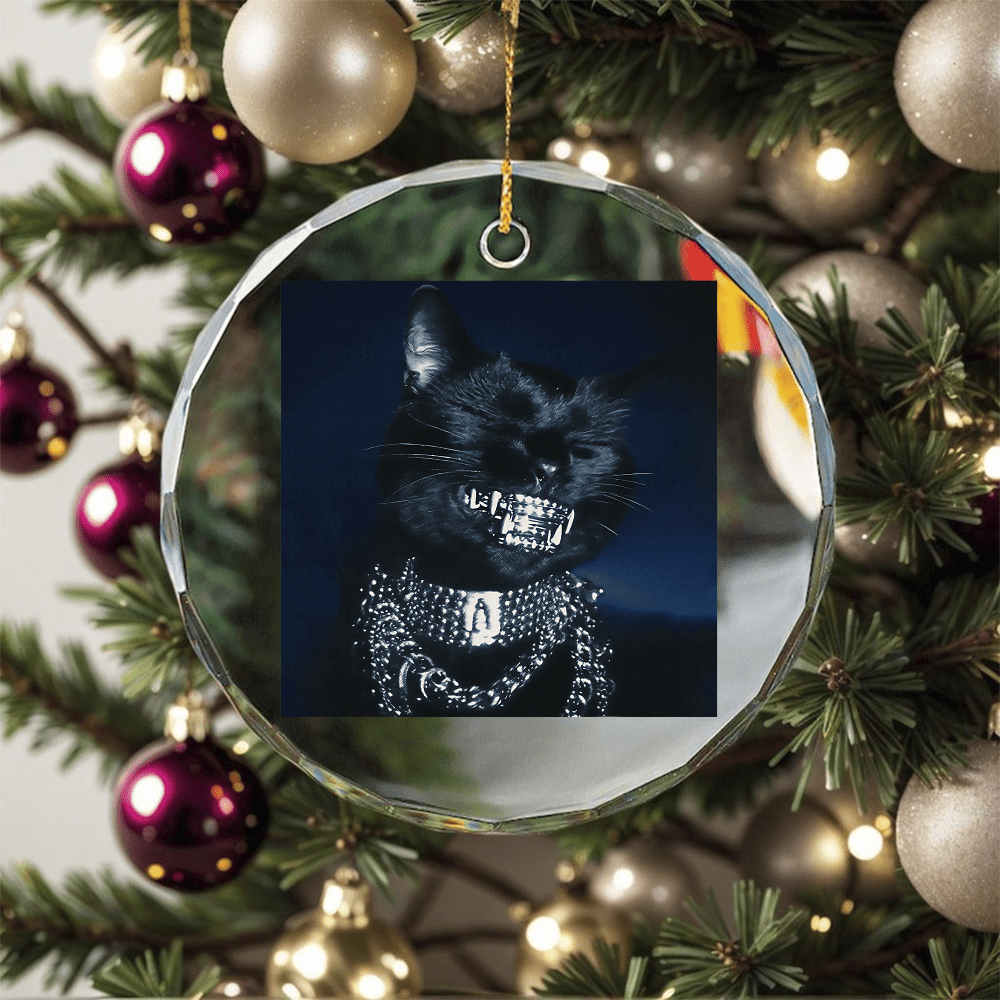 Cat Grillz Funny Kitten Meme Cat Smiling Brain Rot Ornament, Home ...