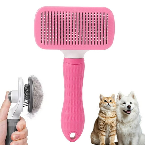 Cat Grooming Brush,Self Cleaning Shedding Brush - Skin Friendly ...