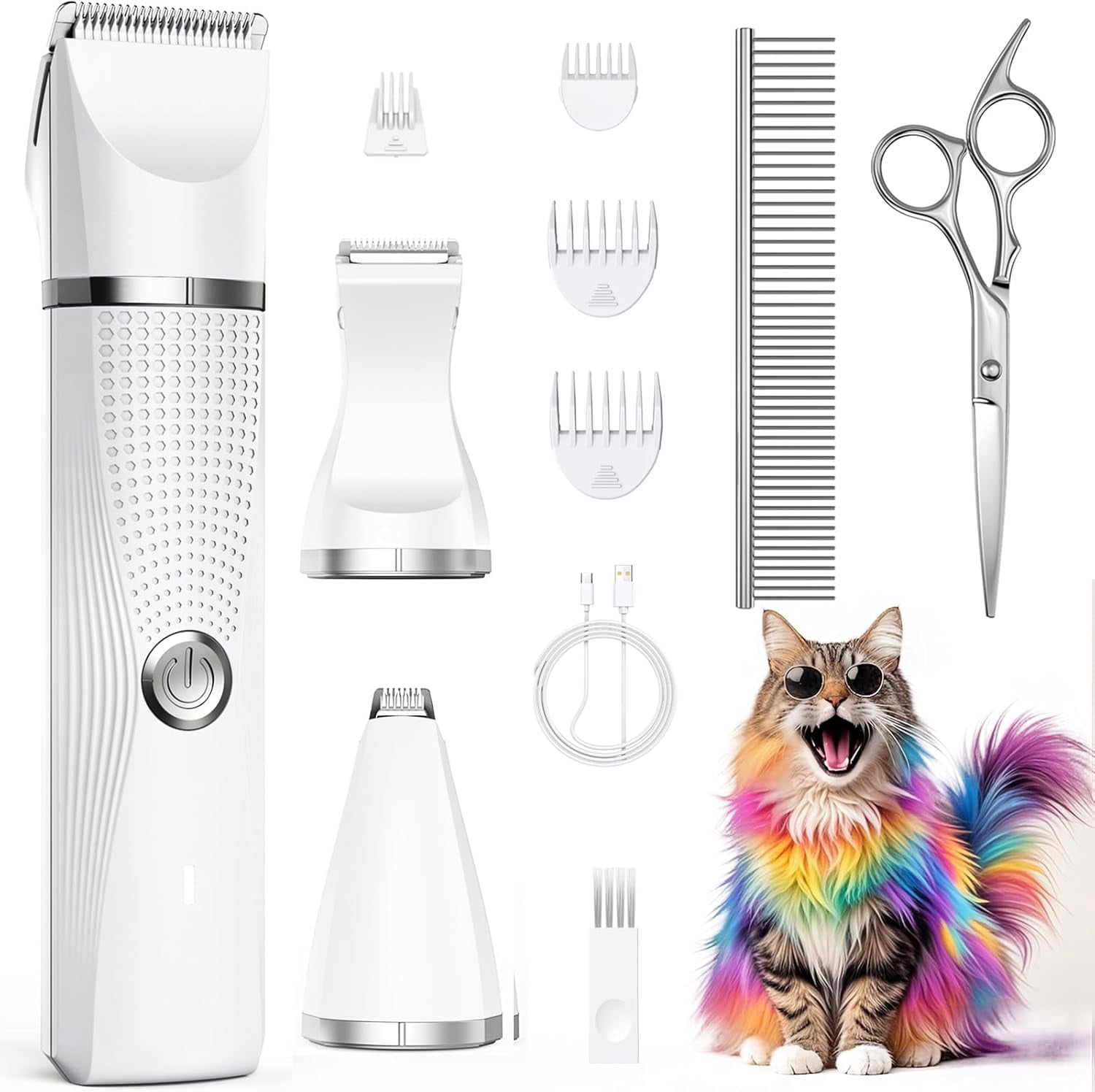 Cat Grooming Clippers Kit with Paw Trimmer, 3 in 1 Electric Pet Hair ...