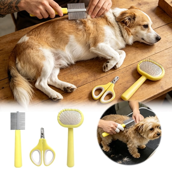 Cat Grooming Needle Brush Fluff Comb Hair Removal Massage Knot Remover ...