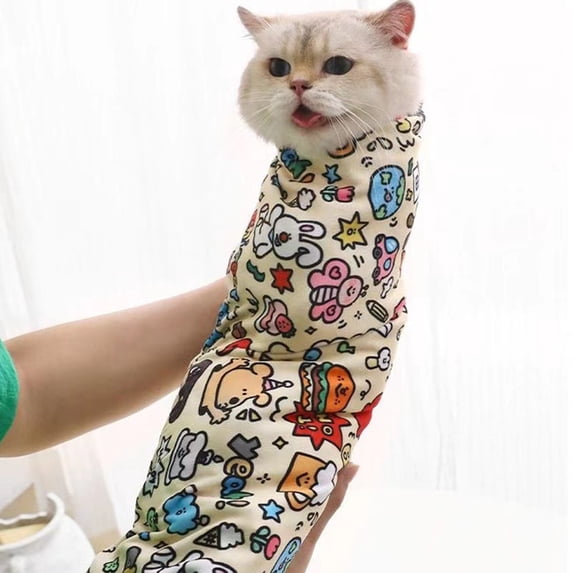 Cat Grooming Wrap, Self-Adherent Anti-Scratch Swaddle Restraint, Nail ...