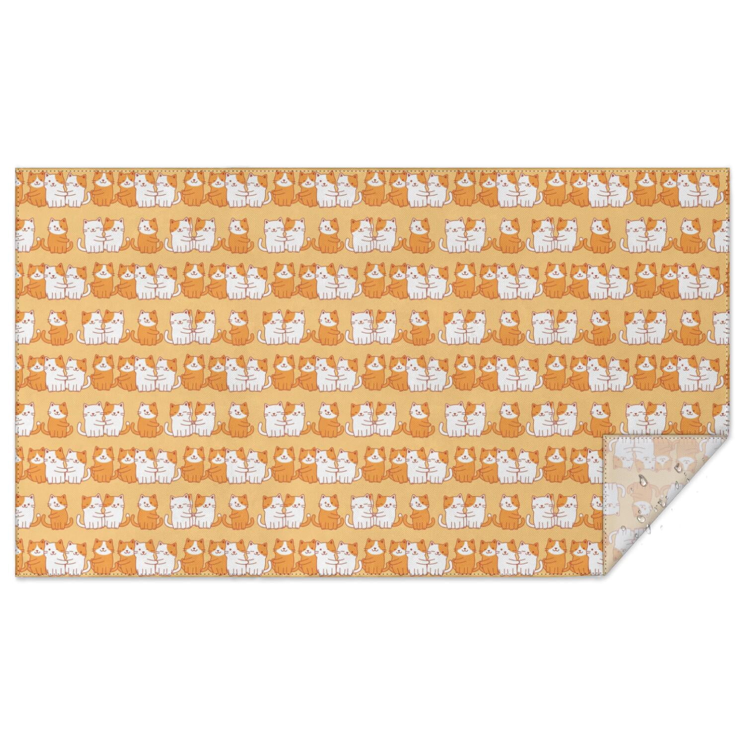 Cat Group Orange Pattern Rectangular Tablecloth 60x102 Inch, Waterproof ...