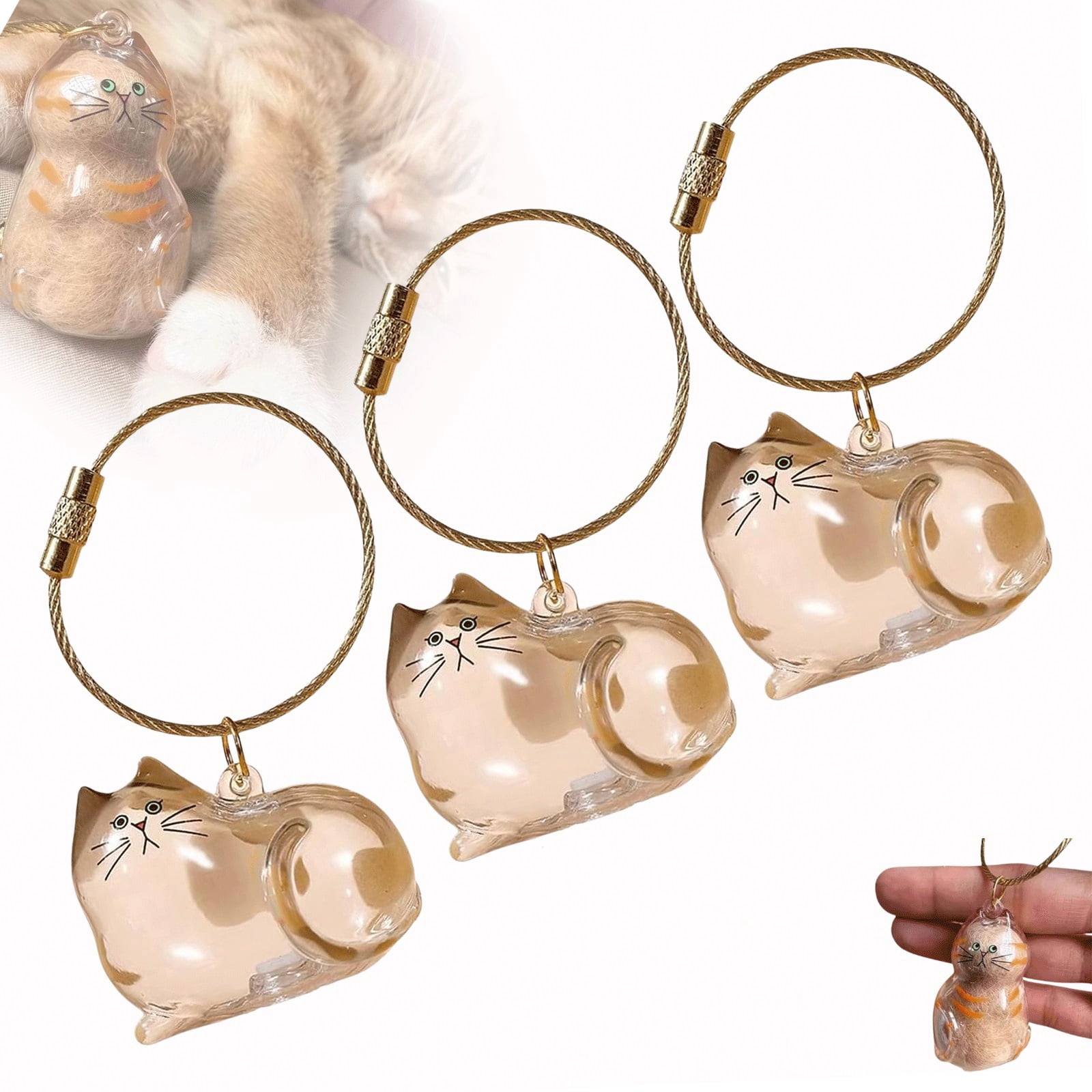 Cat Hair Keepsake Capsule Keychain, Pet Memorial Bottle for Collecting ...