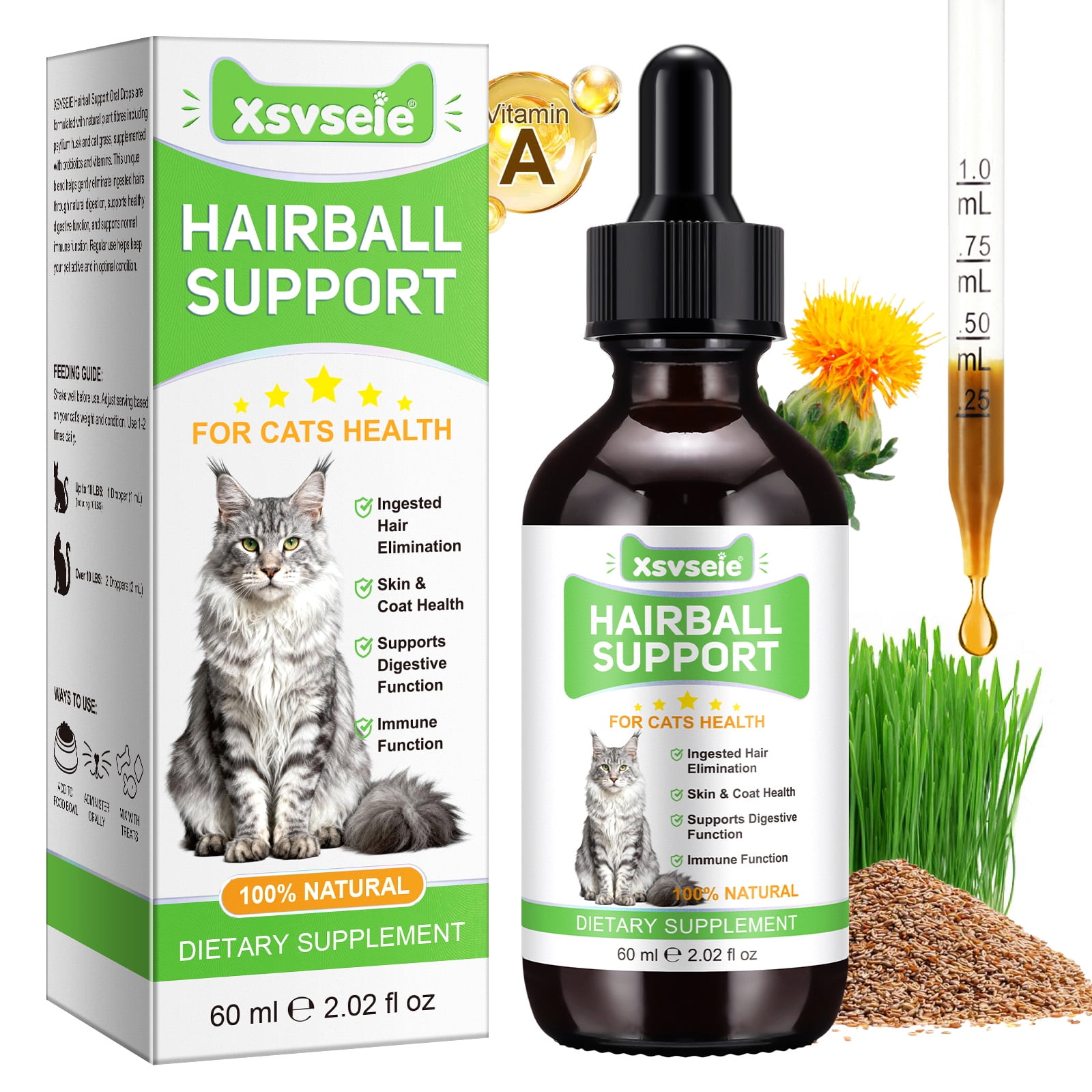 Cat Hairball Remedy, Hairball Liquid Drops For Cats, Gentle Supports ...