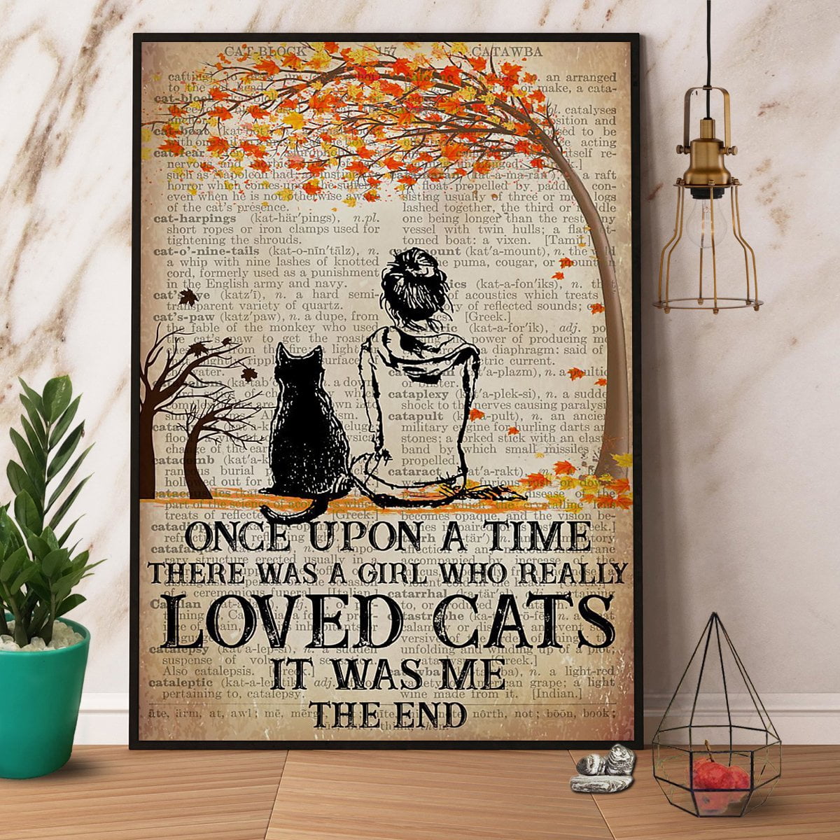 Cat Halloween Once Upon A Time There Was A Girl Loved Cats Paper Poster ...