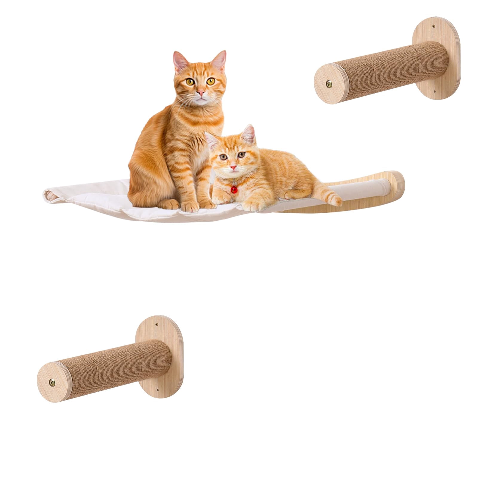 Cat Hammock Bed Wall Mounted Shelf with Two Steps - Cat Wall Shelves ...