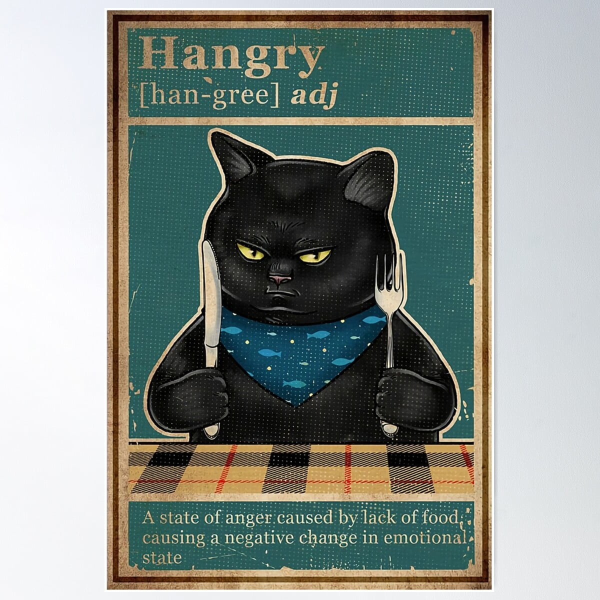 Cat Hangry Poster Wall Art, Modern Wall Decor For Living Room Bedroom ...