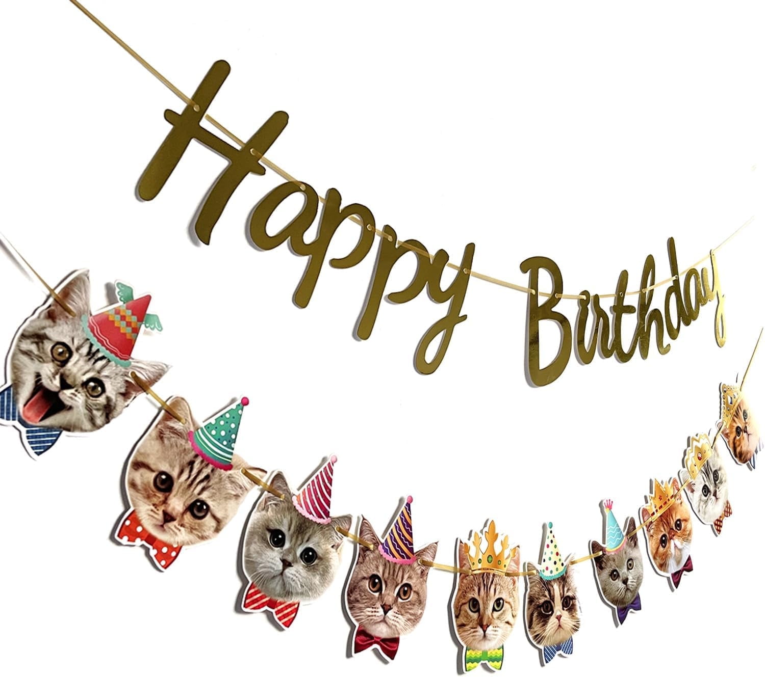 Cat Happy Birthday Banner – Funny Cat Decorations, Animal-Themed ...