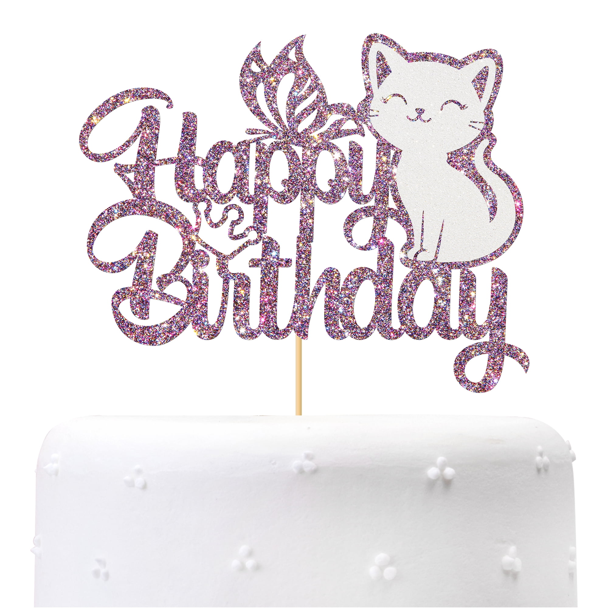 Cat Happy Birthday Cake Topper, Butterfly Cake Topper, Kitten Pet ...