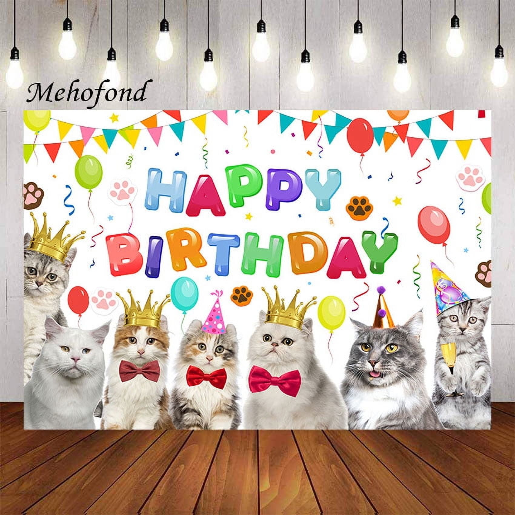 Cat Happy Birthday Kitten Pet Paw Theme Party Kids rations Backdrop ...