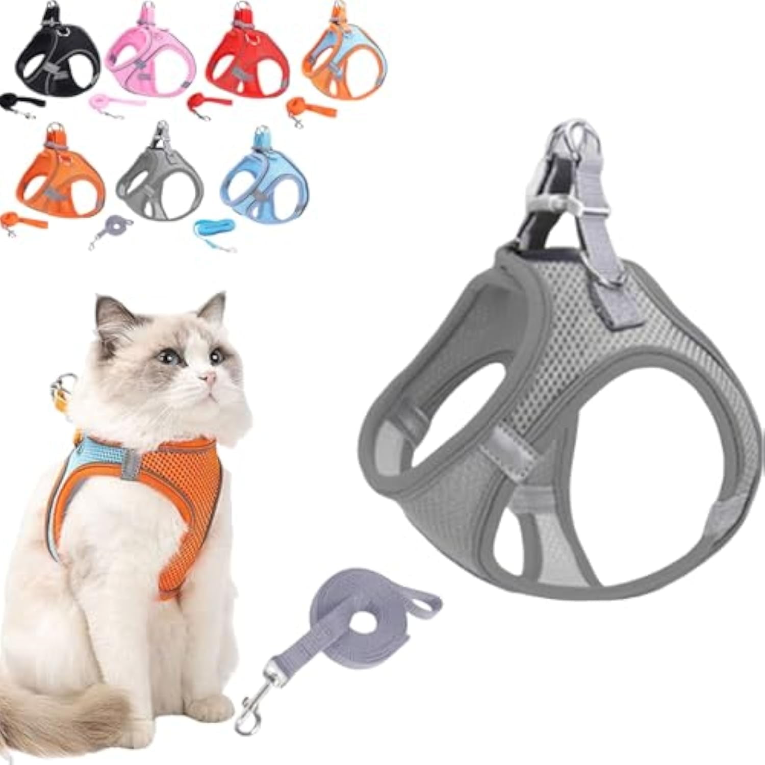 Cat Harness Design for Outdoor Cats, cat Harness Adjustable Soft Mesh ...