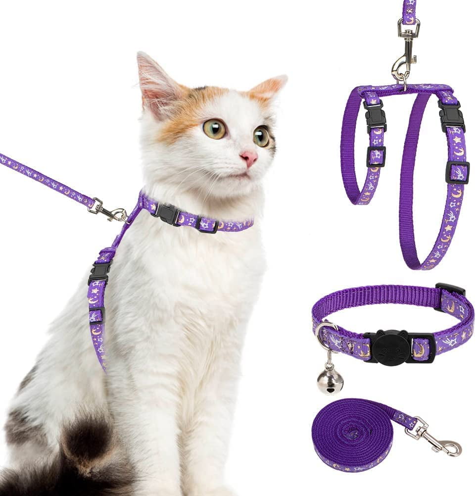 Cat Harness with Leash and Collar Set - Escape Proof Adjustable H-shped ...