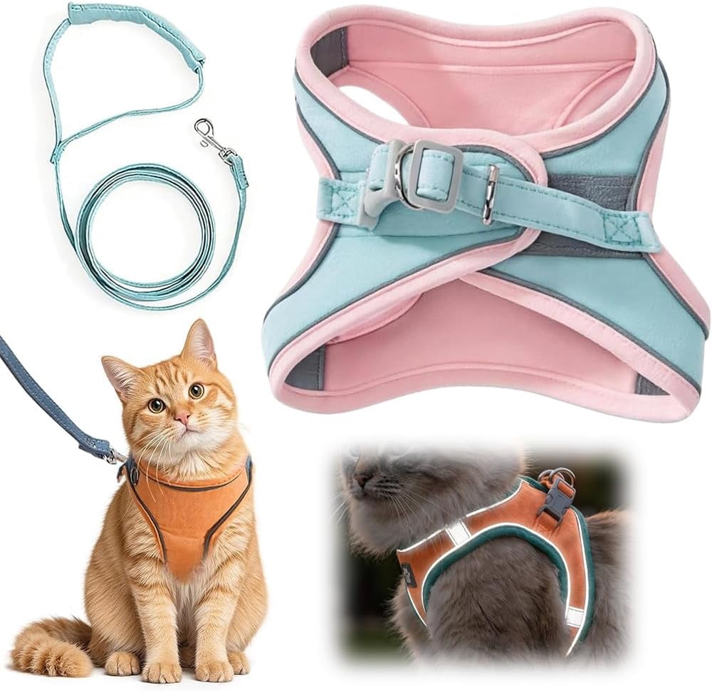 Cat Harness and Leash Escape Proof, Reflective Adjustable Step-in Soft ...