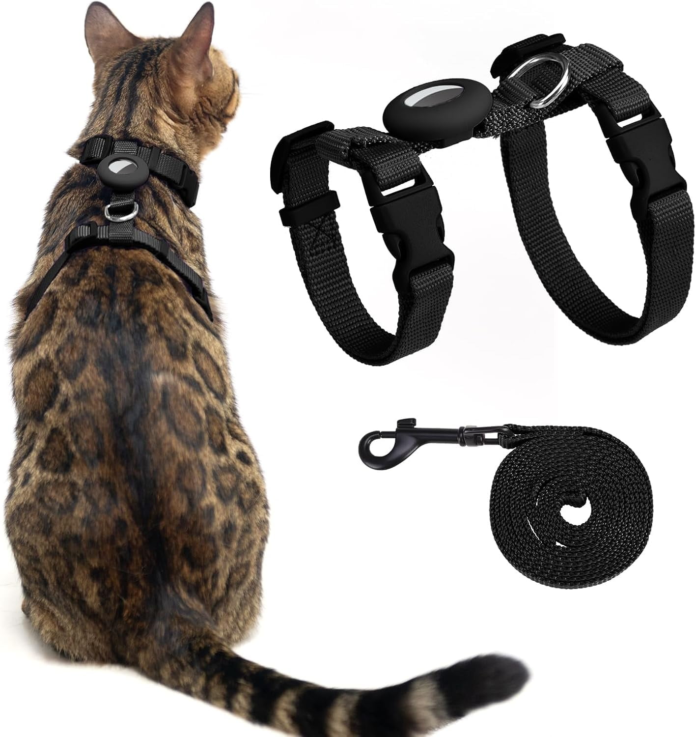 Cat Harness and Leash Set with Airtag Holder for Walking & Travelling ...