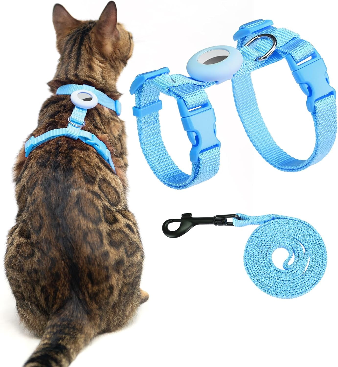 Cat Harness and Leash Set with Airtag Holder for Walking & Travelling ...