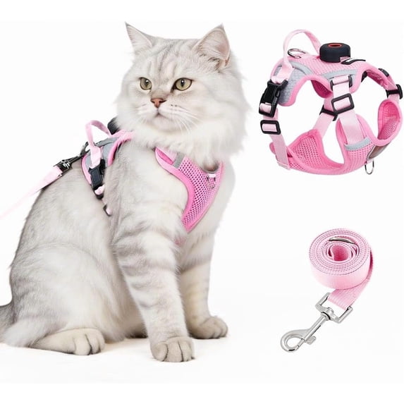 Cat Harness and Leash Set with Holder Compatible with AirTag, Upgraded ...