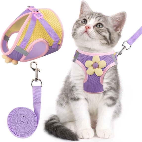 Cat Harness and Leash Set for Walking Escape Proof, Adjustable Kitten ...