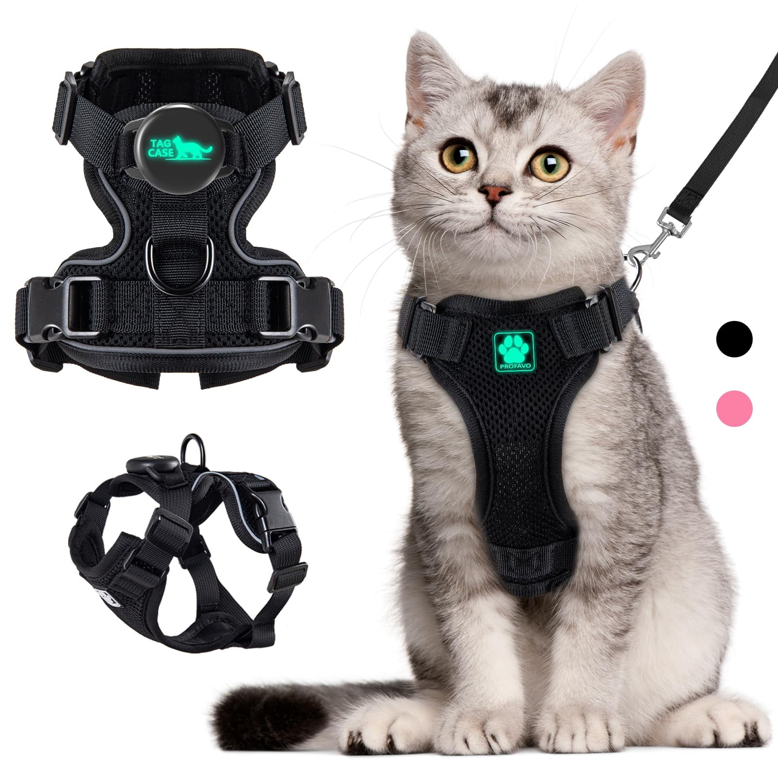 Cat Harness Leash for Walking,Airtag Cat Harness Leash Set with ...
