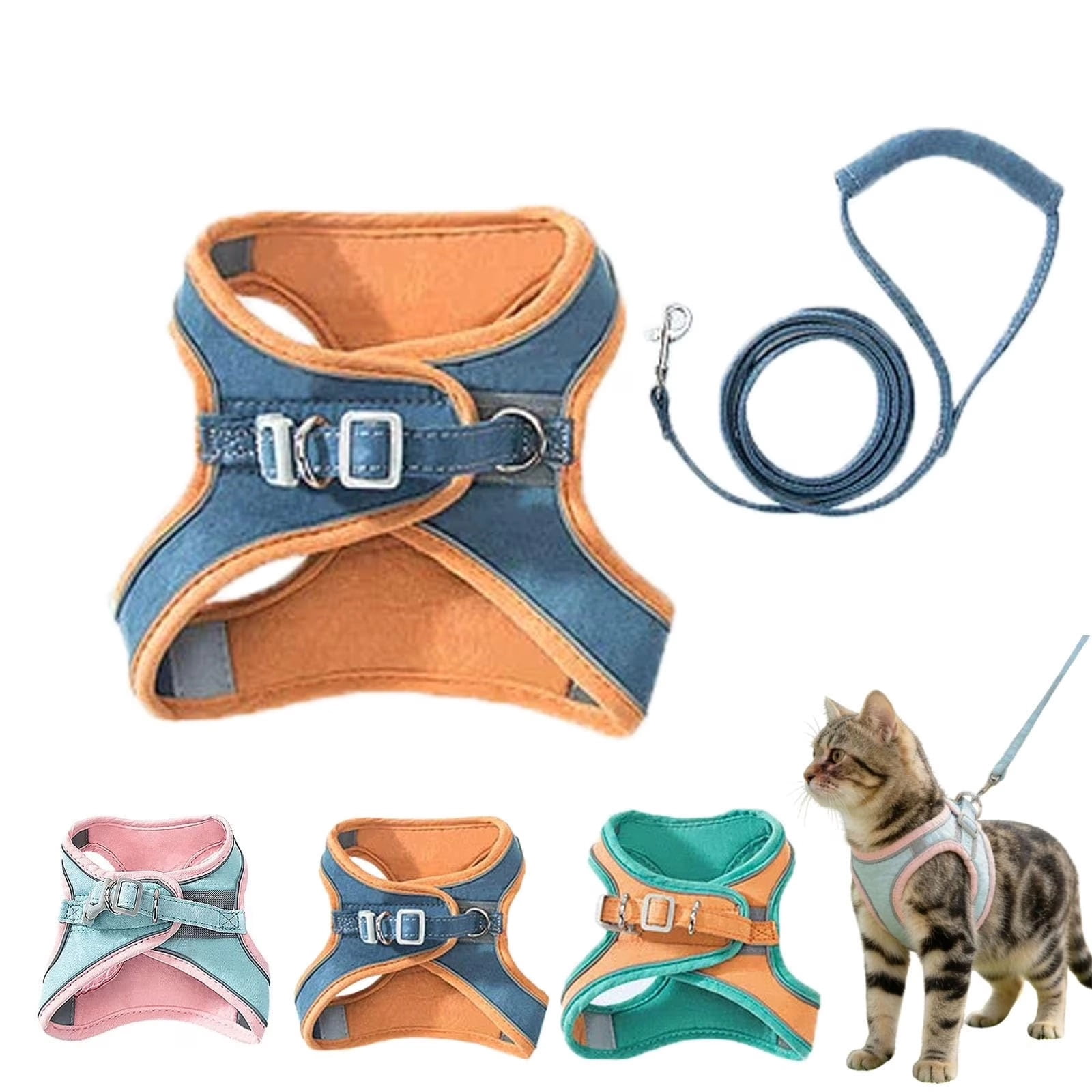 Cat Harness and Leash Escape Proof Vest Style for Outdoor Walking ...