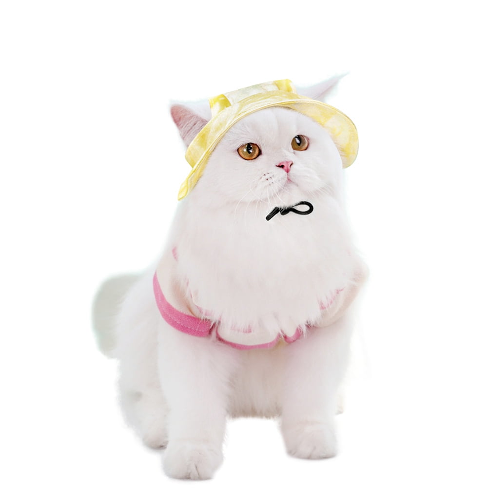 Cat Hat with Ear Holes Puppy Cat Tie Dye Round Brim Sun Hat Bucket Hat ...
