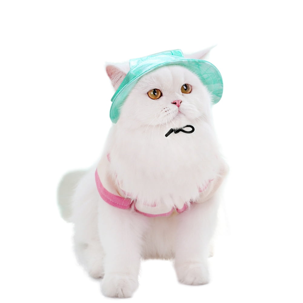 Cat Hat with Ear Holes Puppy Cat Tie Dye Round Brim Sun Hat Bucket Hat ...