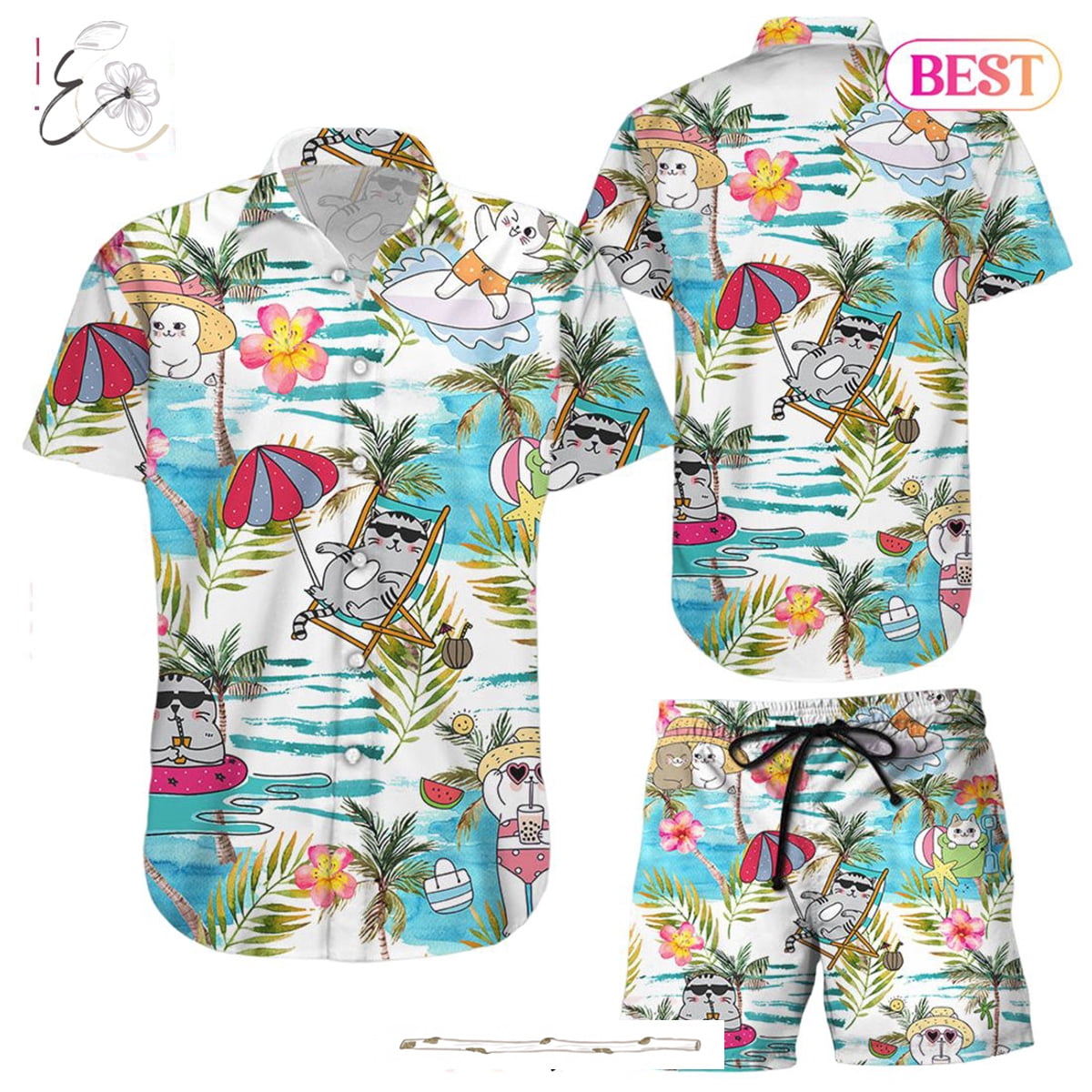 Cat Hawaii Shirt Awesome Cute Cat Resting On The Beach Hawaiian Shirt ...