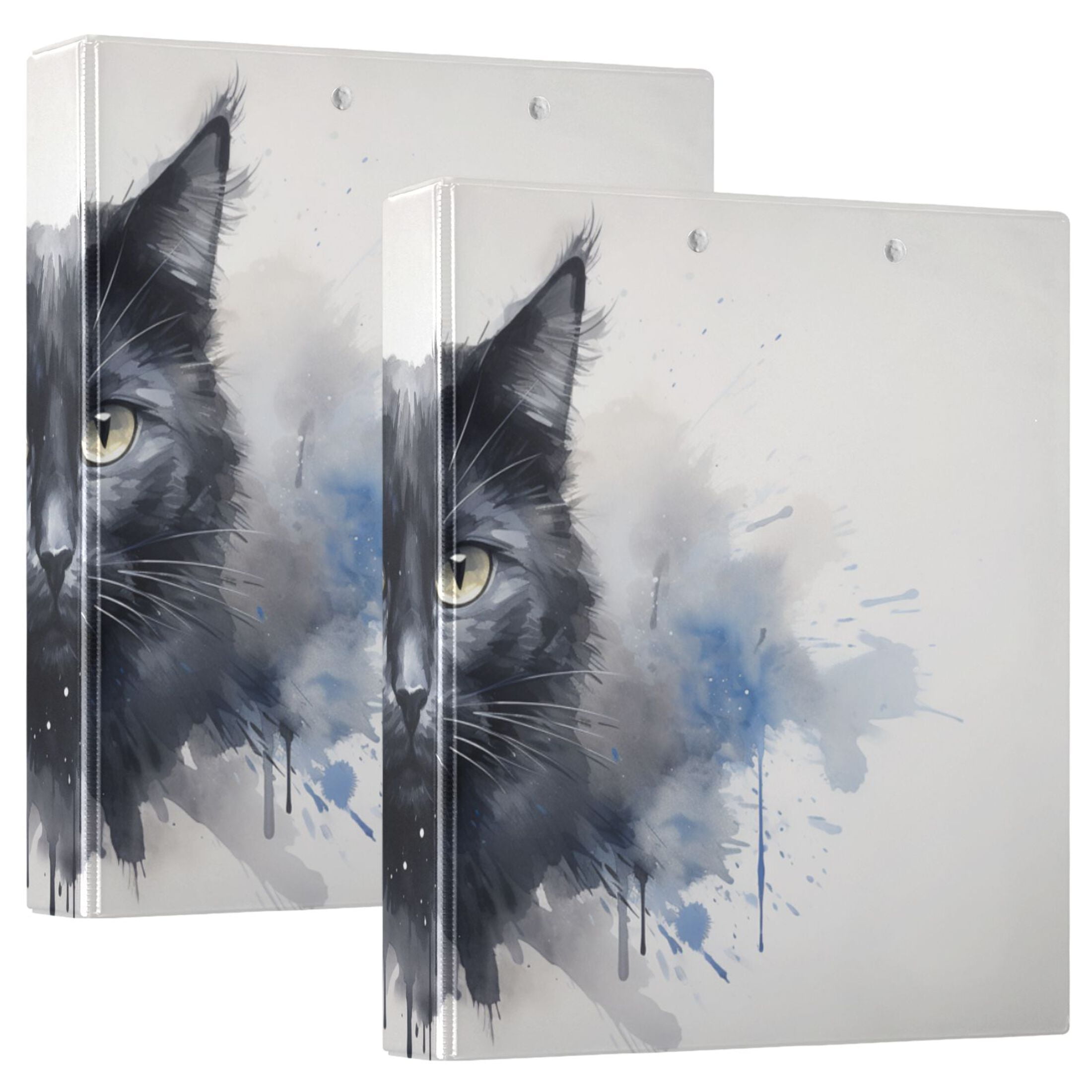Cat Head Black 3 Ring Binders 1.5 inch Hardcover File Folders with ...