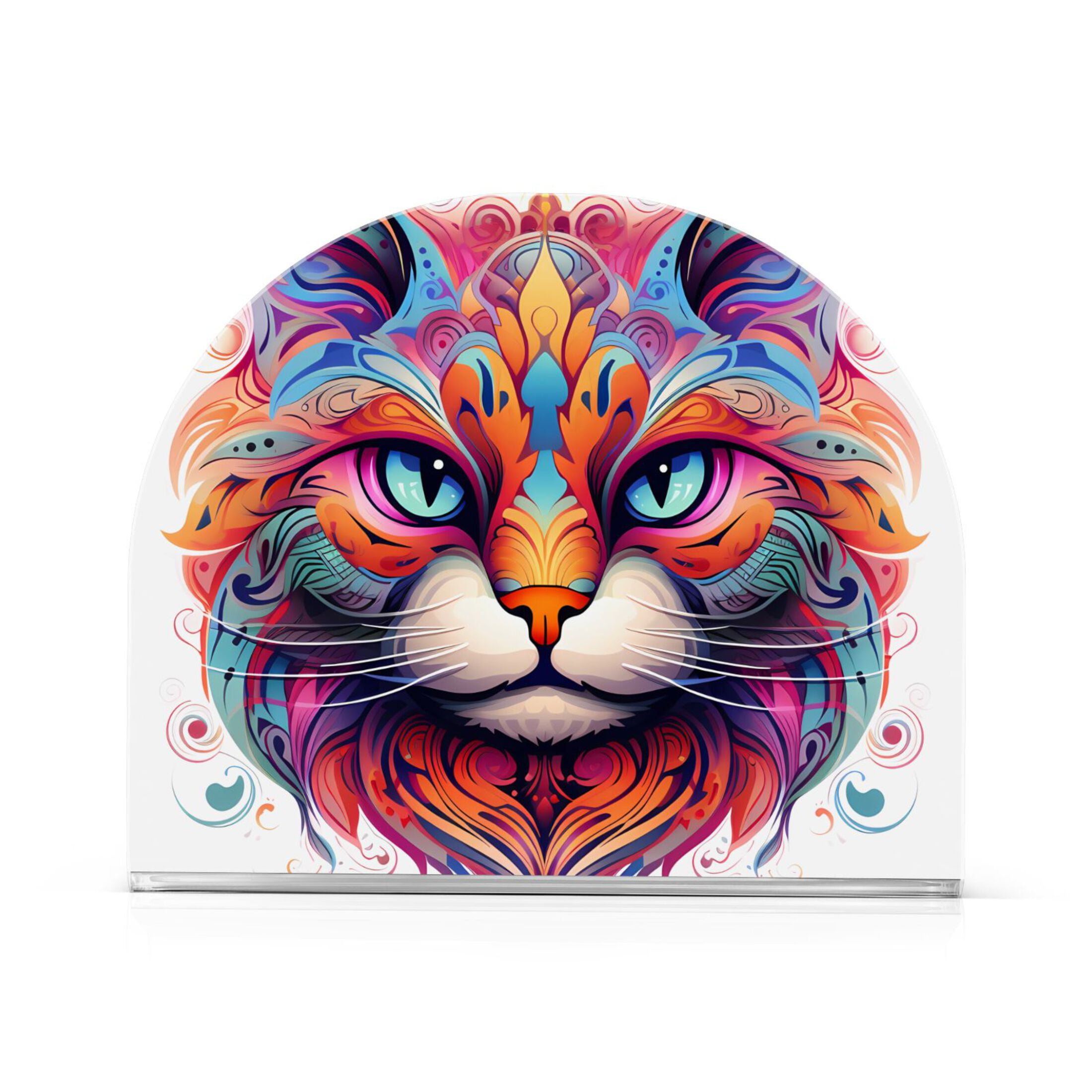 Cat Head Colorful Painting Napkin Holder for Table Clear Napkin Stand ...