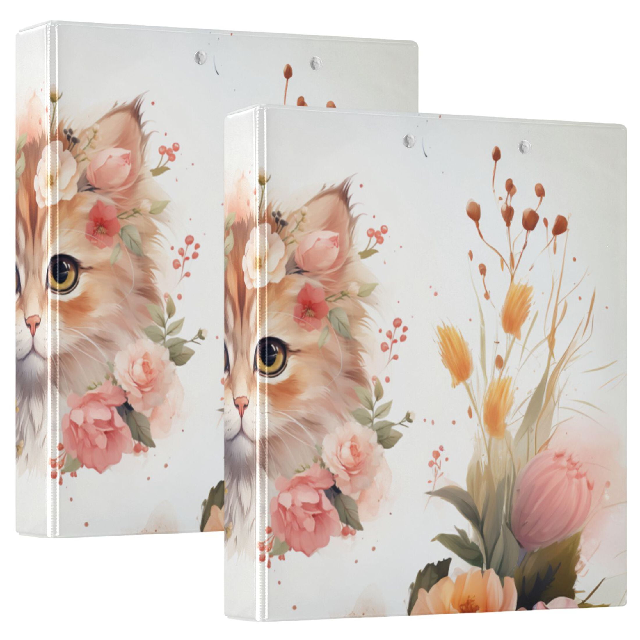 Cat Head Flowers Floral 3 Ring Binders 1.5 inch Hardcover File Folders ...