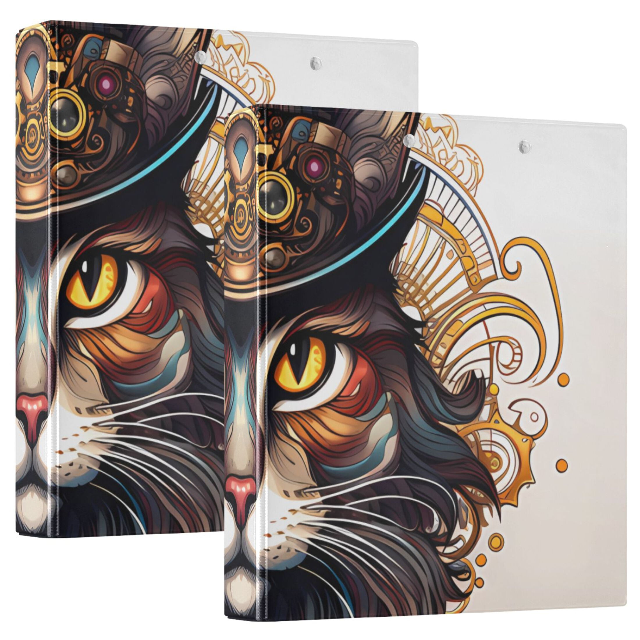 Cat Head Hat Machine Lion 3 Ring Binders 1.5 inch Hardcover File ...