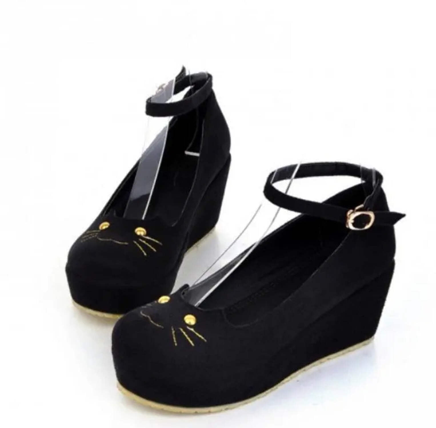 Cat Head Leopard Print Wedge Single Shoes Women Platform Platform Shoes ...
