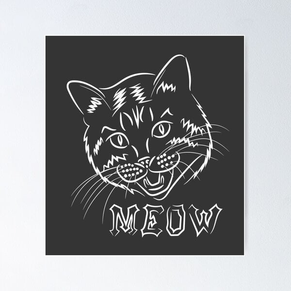 Cat Head Meow Line Style Poster Wall Art, Modern Wall Decor For Living ...
