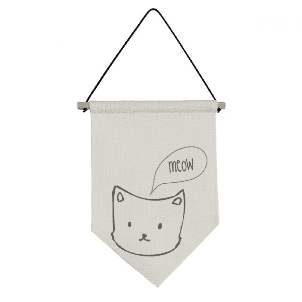 Cat Head Mewing Animal Cartoon Canvas Flag Hanging Wall Art Decor ...