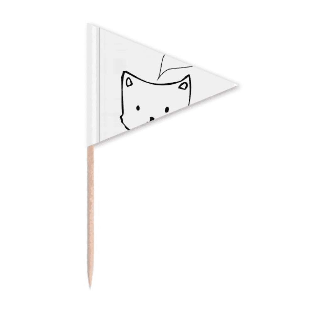 Cat Head Mewing Animal Cartoon Toothpick Triangle Cupcake Toppers Flag ...
