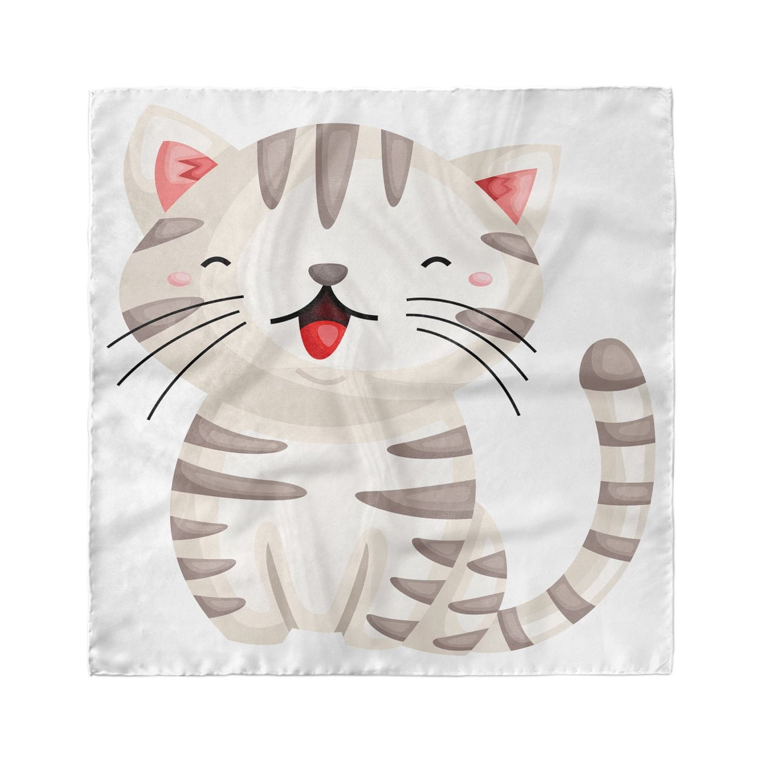 Cat Head Scarf, Happy Cartoon with Stripes, Head Wrap, 3 Sizes, by ...