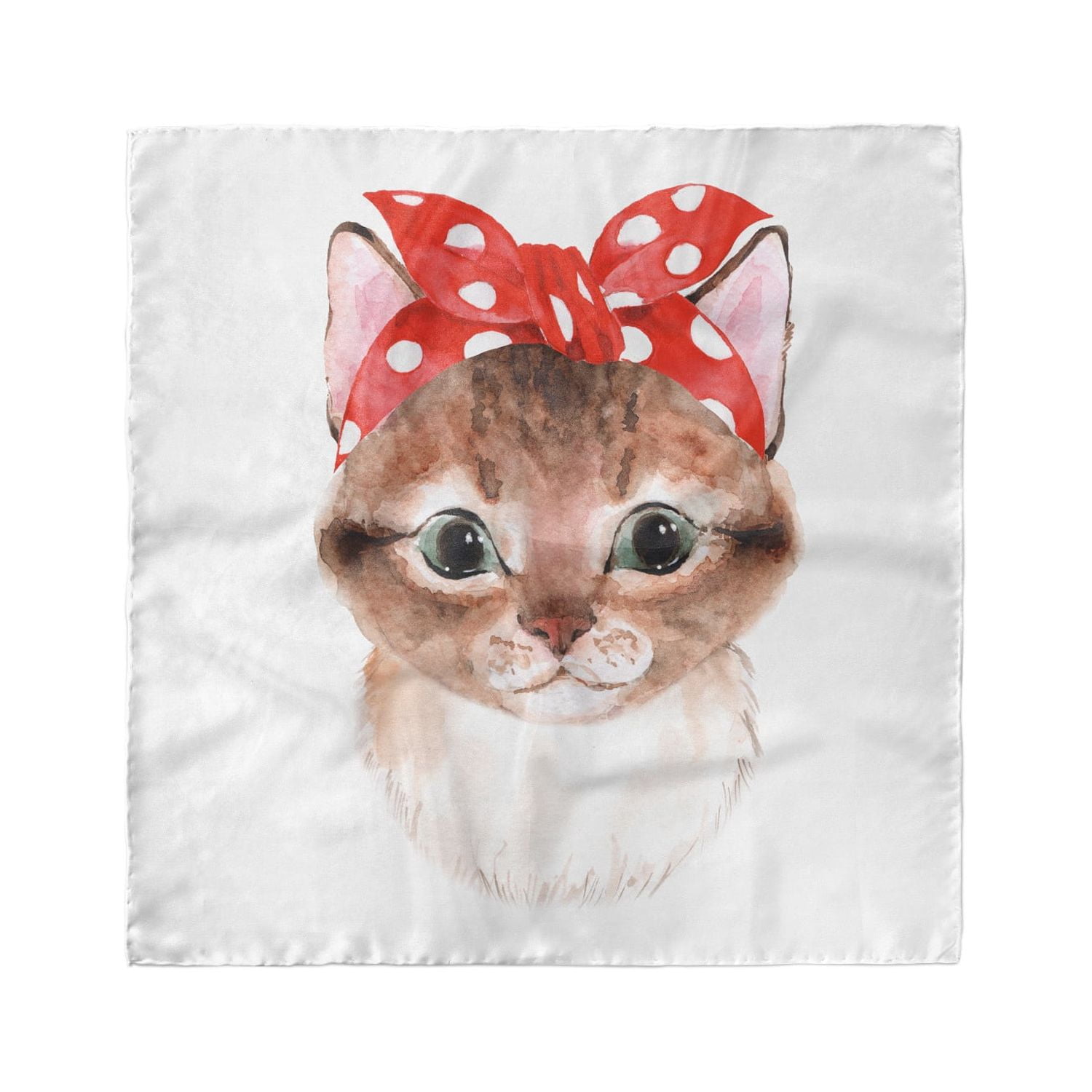 Cat Head Scarf, Kitten in a Dotted Bandana Art, Head Wrap, 3 Sizes, by ...