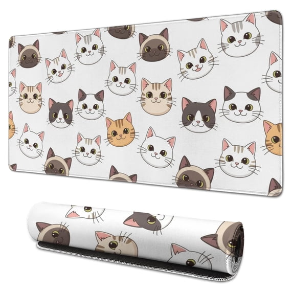 Cat Head White Pattern Extended Large Mouse Pad, Keyboard Mouse Pad ...