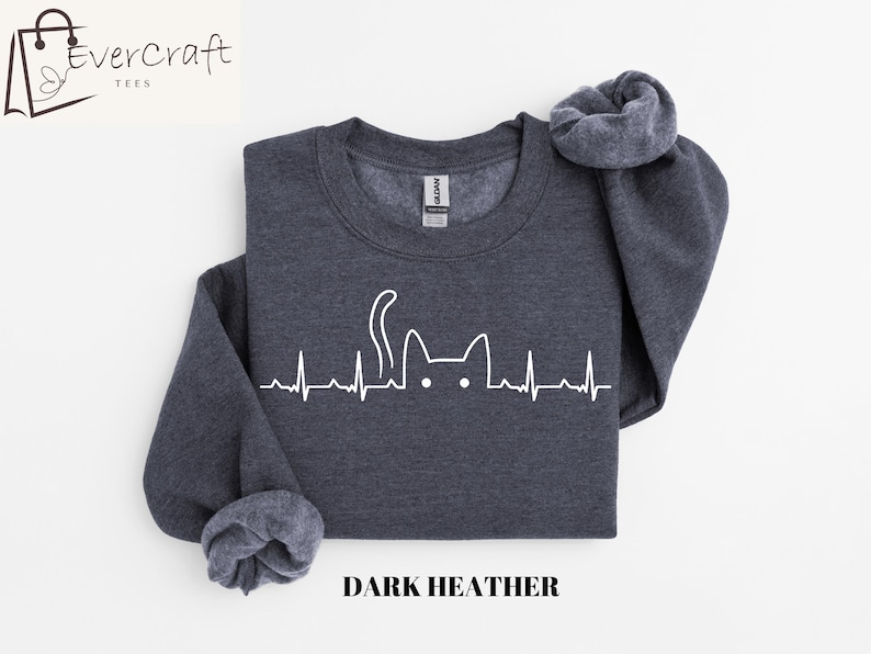 Cat Heart Beat Shirt, Cat Mom Sweatshirt, Birthday Cat Owner Shirt, Fun ...