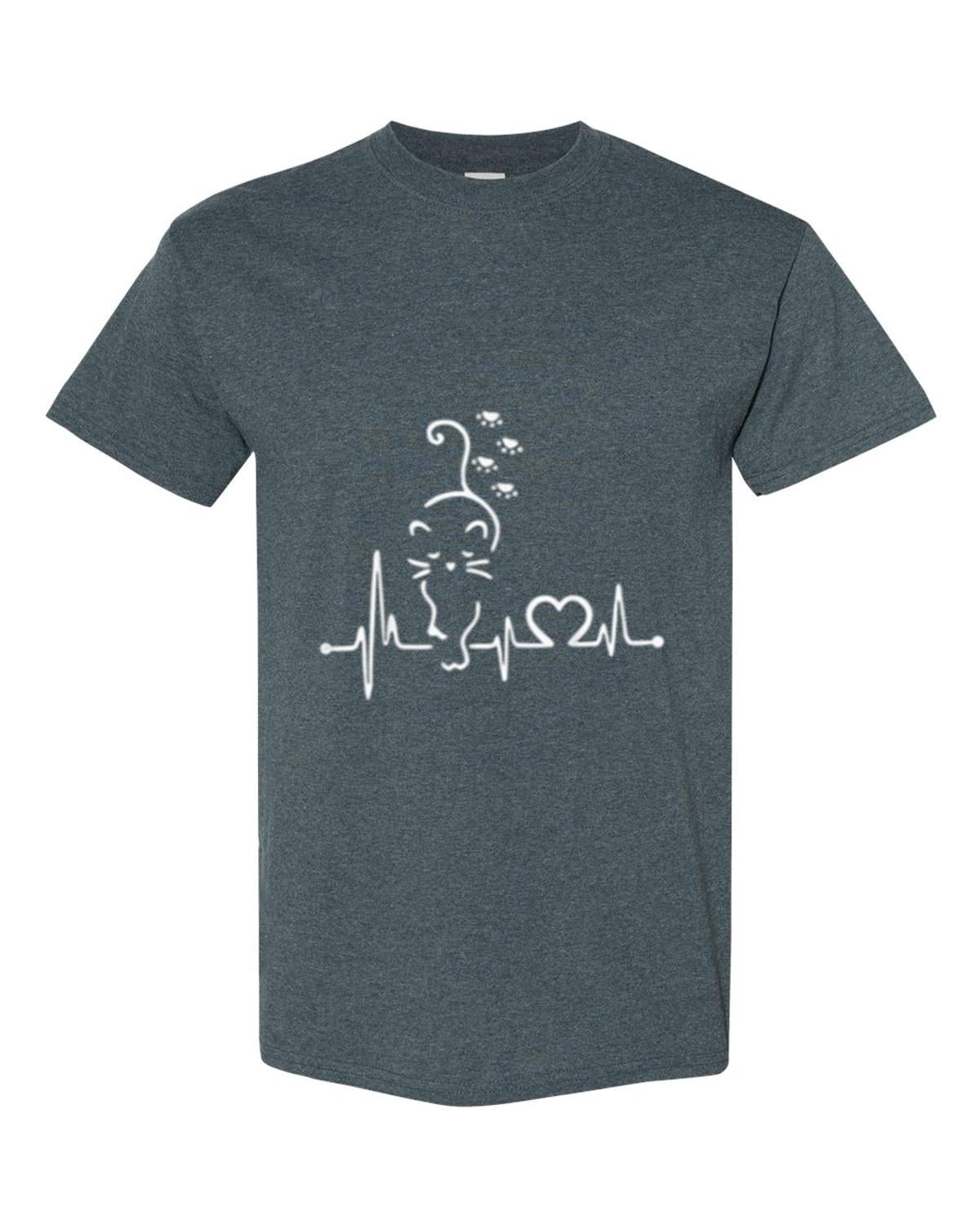 Cat Heartbeat Funny Pet Owner Graphic Pulse Animal Love Statement T ...