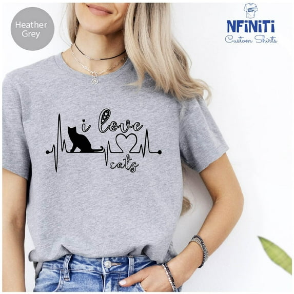 Cat Heartbeat T-Shirt: ECG Cat Lover Gift All Size S-5Xl - Walmart.com