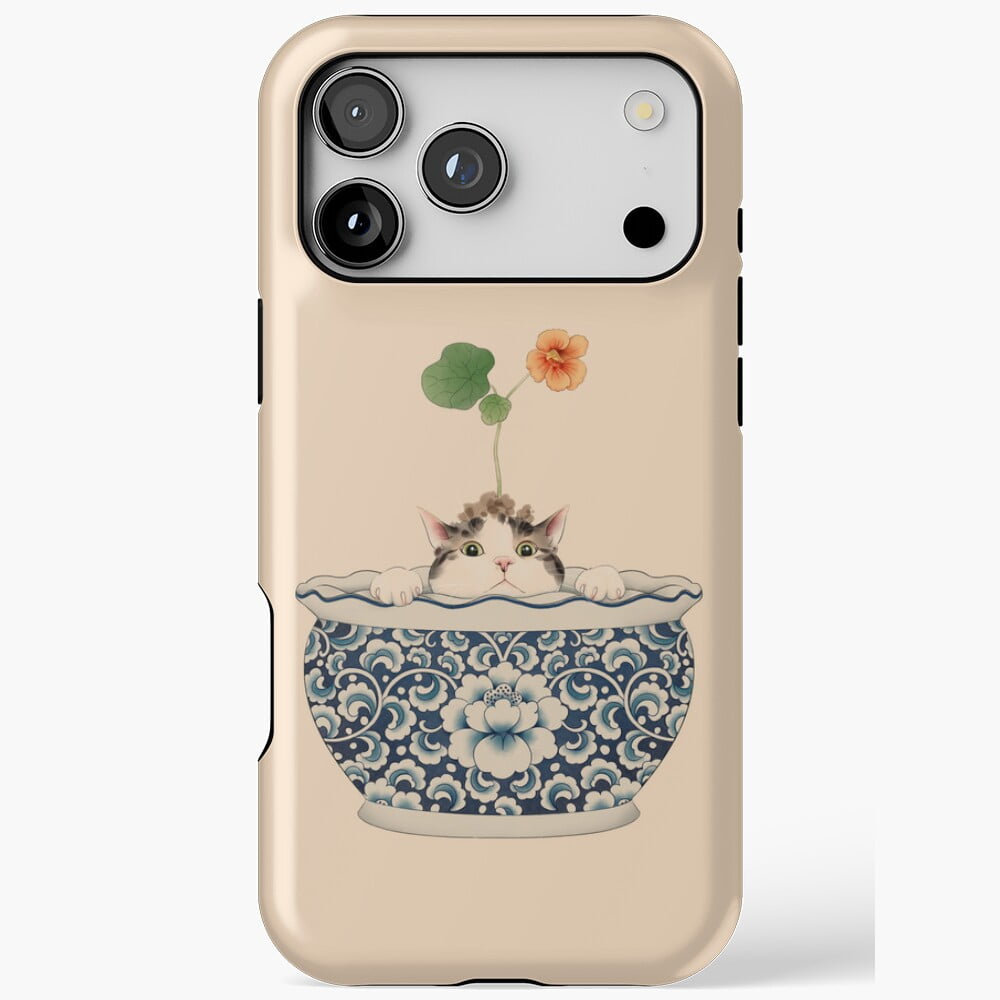 Cat Hiding in Flower Pot Cute Design Case Compatible with iPhone 11-17 ...