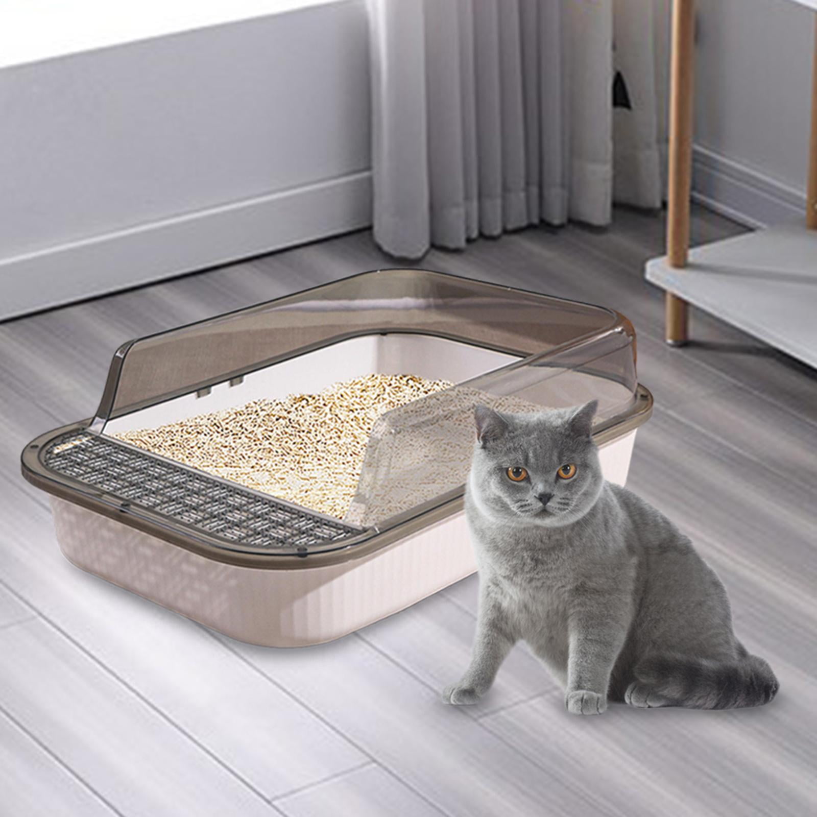 Cat High Sided Anti Splashing Semi Enclosed Cat Bedpan Cat Toilet Clear ...