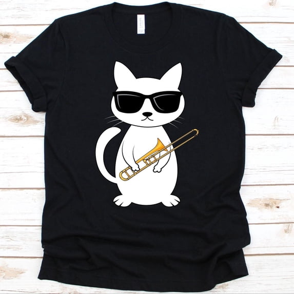 Cat Holding Trombone Shirt, Trombone Design, Musicien, Trombone Lovers ...