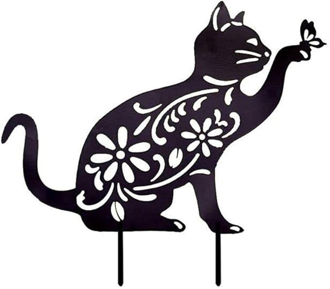 Cat Hollow Silhouette Stakes Iron Art Pile Plug-in Posts Standing ...