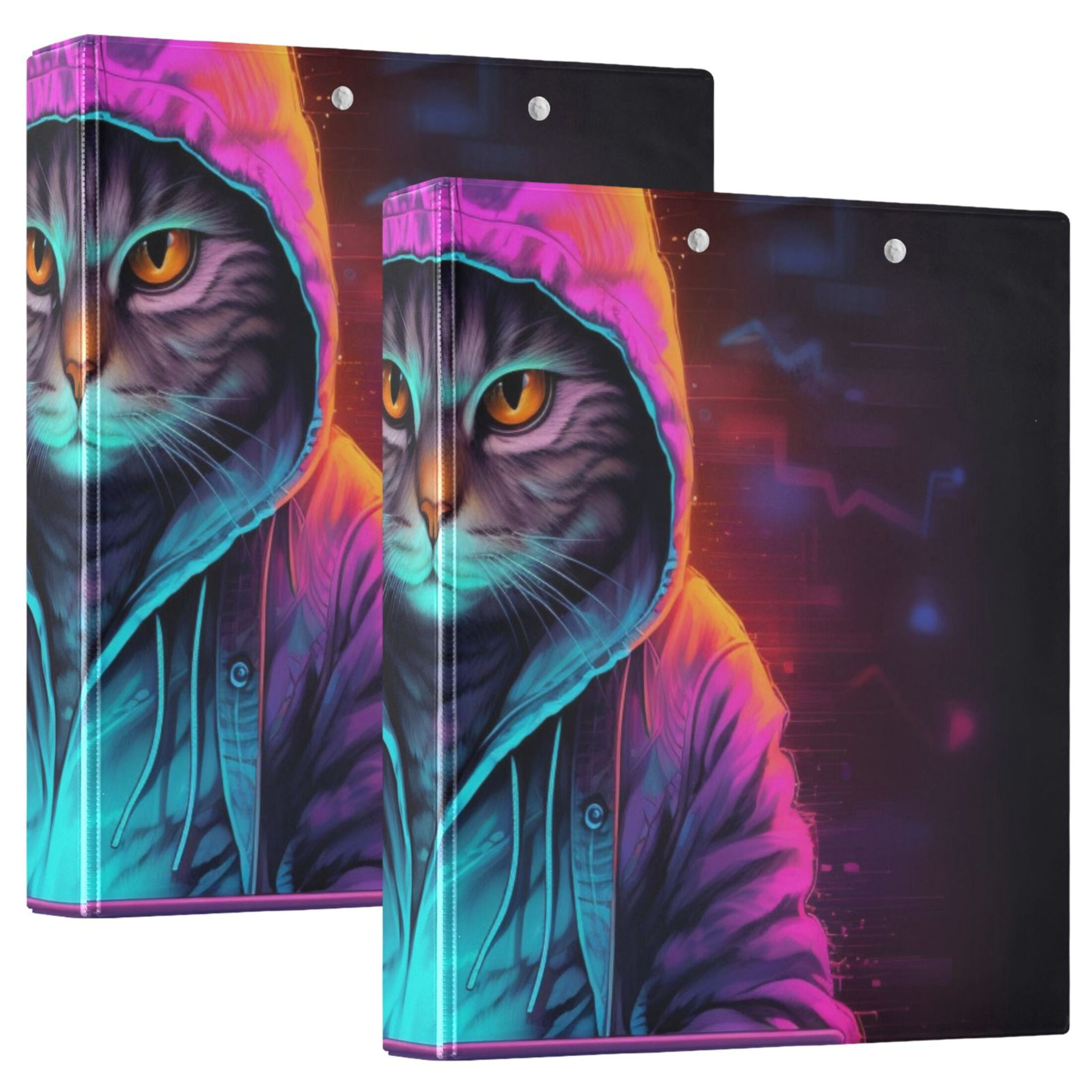Cat Hoodie Notebook 3 Ring Binders 1.5 inch Hardcover File Folders with ...
