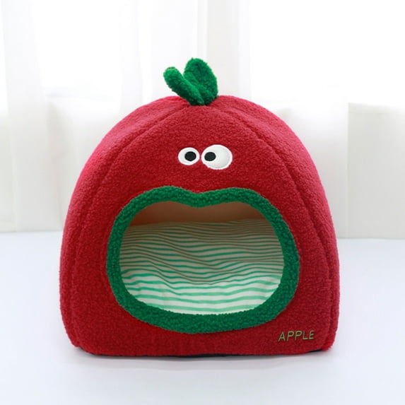 Cat House 11.81x11.81x10.62" Red Velvet Foldable Pet Bed Kennel with ...