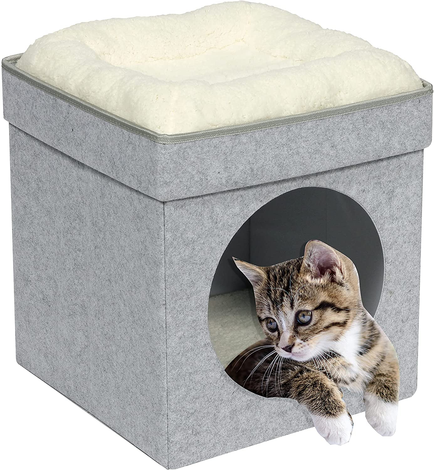Cat House Cube Small Dog Cubes for Indoor Cats Folding Cat Ottoman, Cat ...