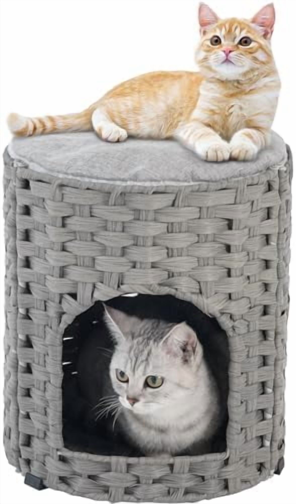 Cat House for Indoor Cat, Small Cat Houses Handwoven PE Rattan Kitten ...