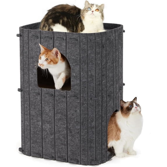Cat House for Indoor Cats, 23.62 Inch Large Cat Bed Cave Condo, 2 ...