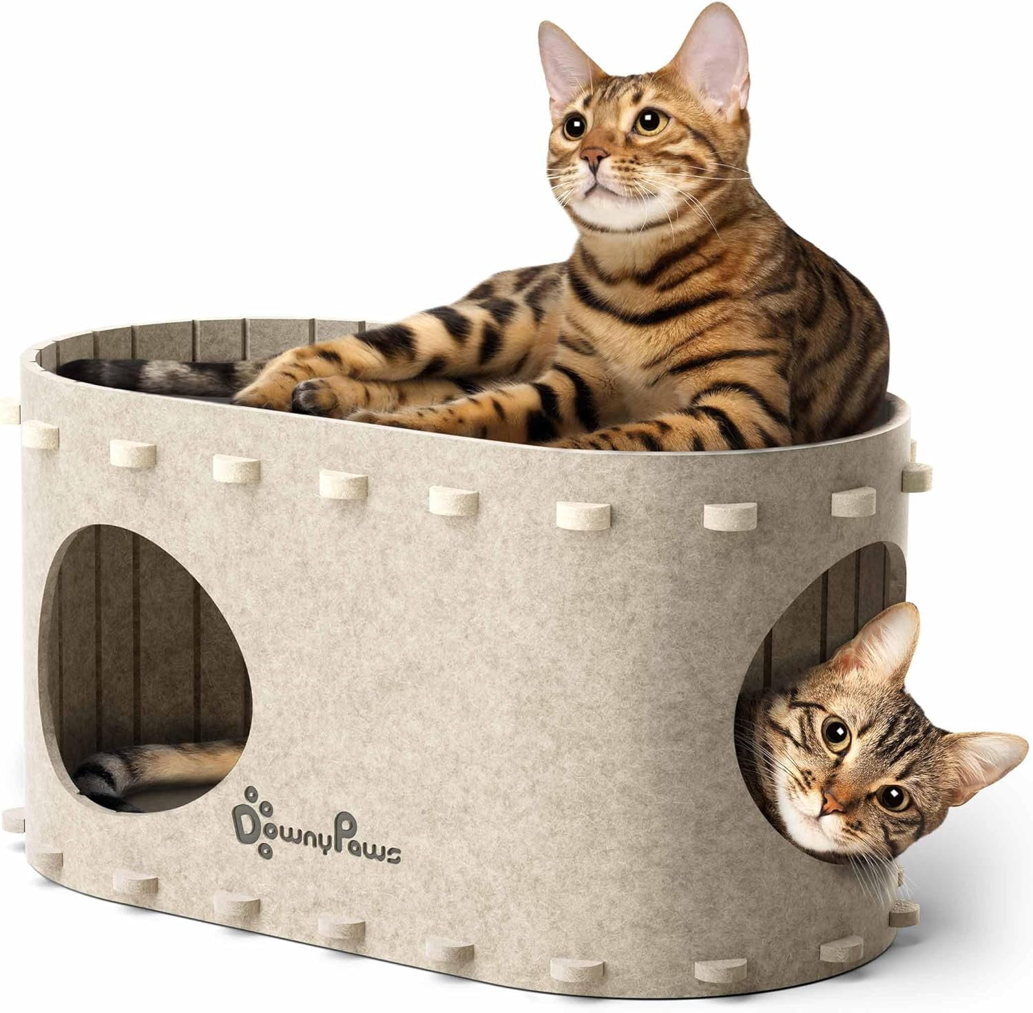 Cat House for Indoor Cats, Cat Bed Cave for Multiple & Large Cats Up to 22 Lbs, Scratch ...